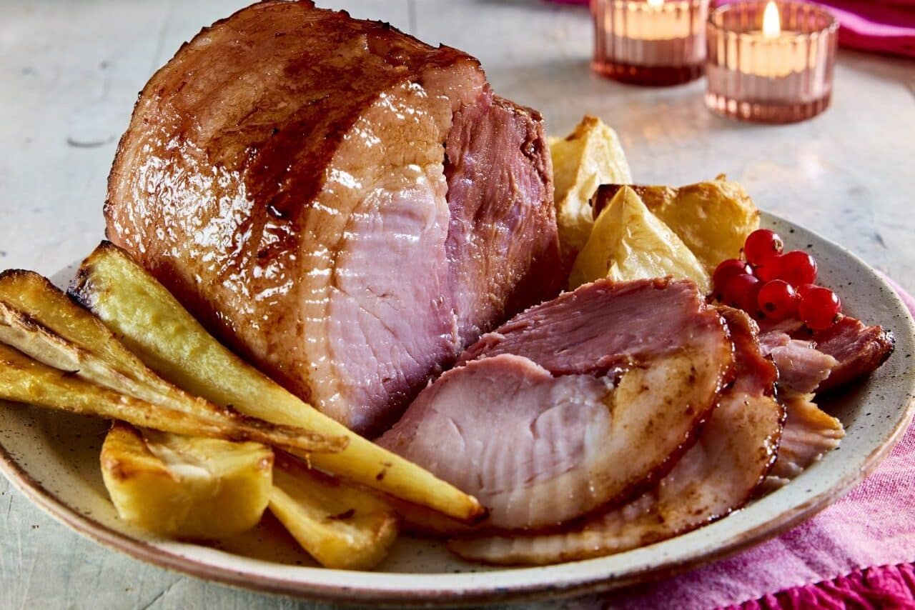 Roast Gammon with Red Wine and Cranberry and Cinnamon Glaze - Farmart Media